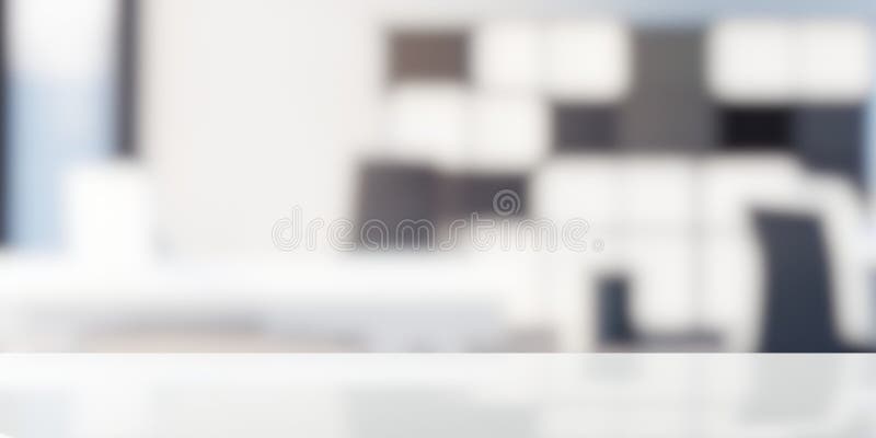 Empty White Shiny Table Top with Out of Focus Modern Office Background ...