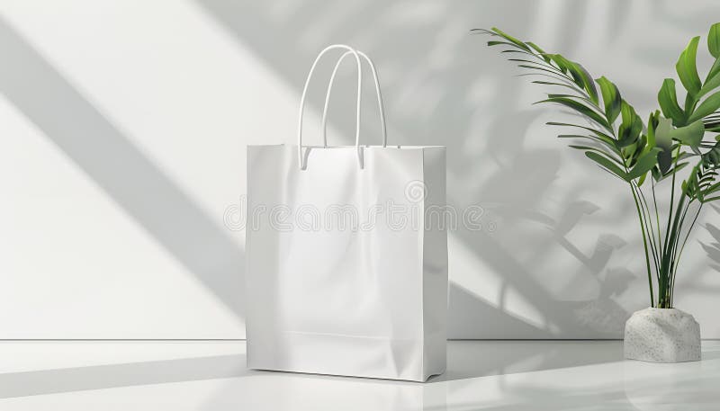 Empty White Shopping Bag for Logo Mockup Making Stock Illustration ...