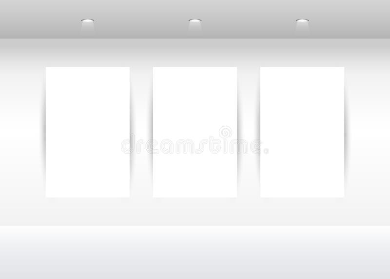 Empty White Showroom with Empty Posters, Vector Illustration Stock ...