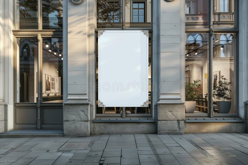 Empty White Sign in Front of Building Stock Image - Image of notice ...