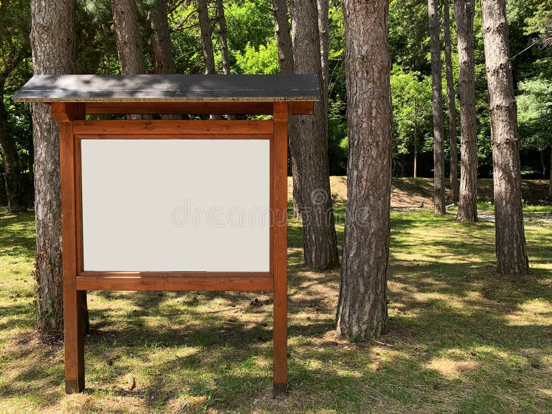 Empty White Signboard in the Forest, Ready for Text Stock Image - Image ...