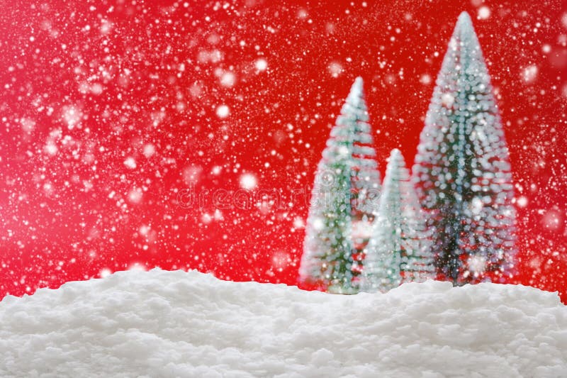 Empty White Snow with Blur Christmas Tree Background Stock Photo ...