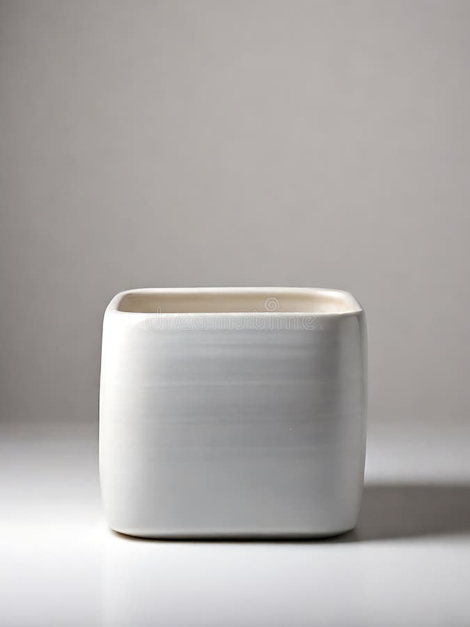 An Empty White Square Ceramic Pot Sits in the Center of the Picture ...