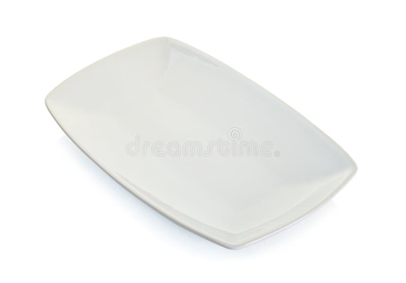 Empty White Square Plate Isolated on White Stock Photo - Image of ...