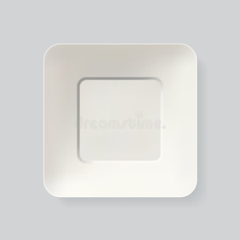 Empty White Square Plate. Top View Dish Realistic Vector. Stock Vector ...