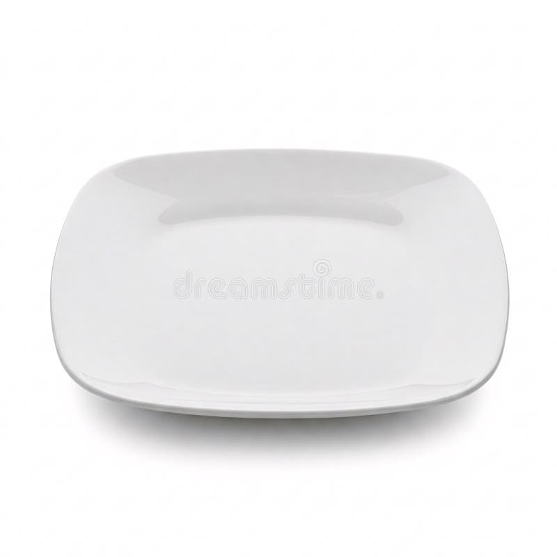 Empty White Square Porcelain Plate with Rounded Corners Stock ...