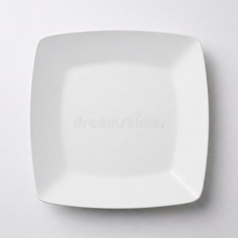 Empty White Square Porcelain Plate with Rounded Corners Stock ...