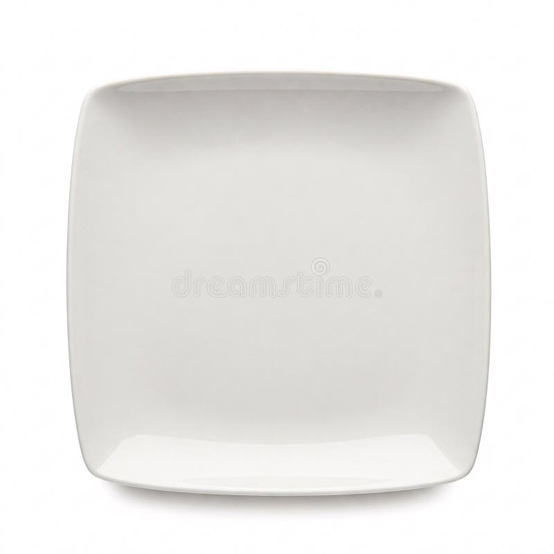 Empty White Square Porcelain Plate with Rounded Corners Stock ...