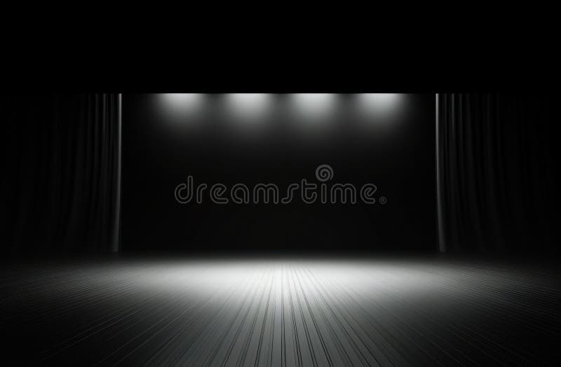 An Empty White Stage Stands Against the Spotlight. Stock Photo - Image ...