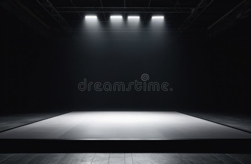 An Empty White Stage Stands Against the Spotlight. Stock Photo - Image ...