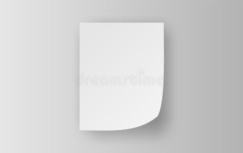 Empty White Sticky Notes Paper Sheet with Curled Corner. Realistic Note ...