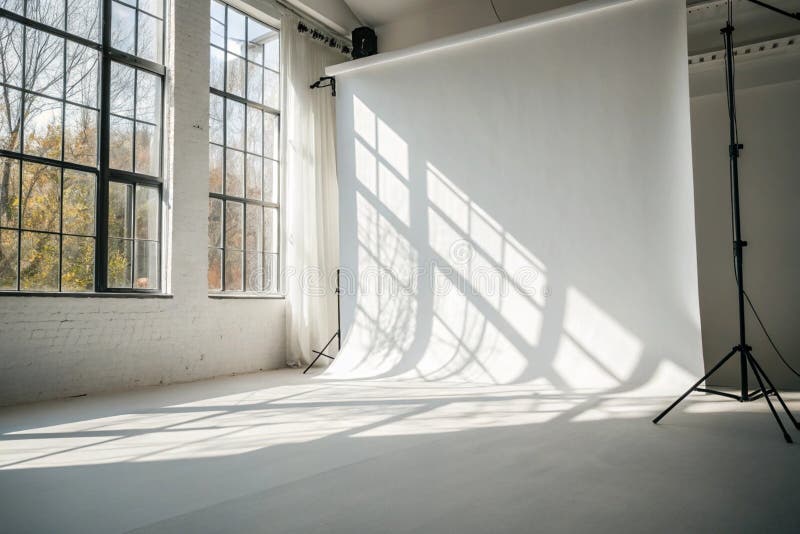 Empty White Studio with Product Display Space Stock Illustration ...