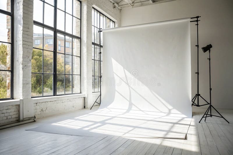 Empty White Studio with Product Display Space Stock Illustration ...