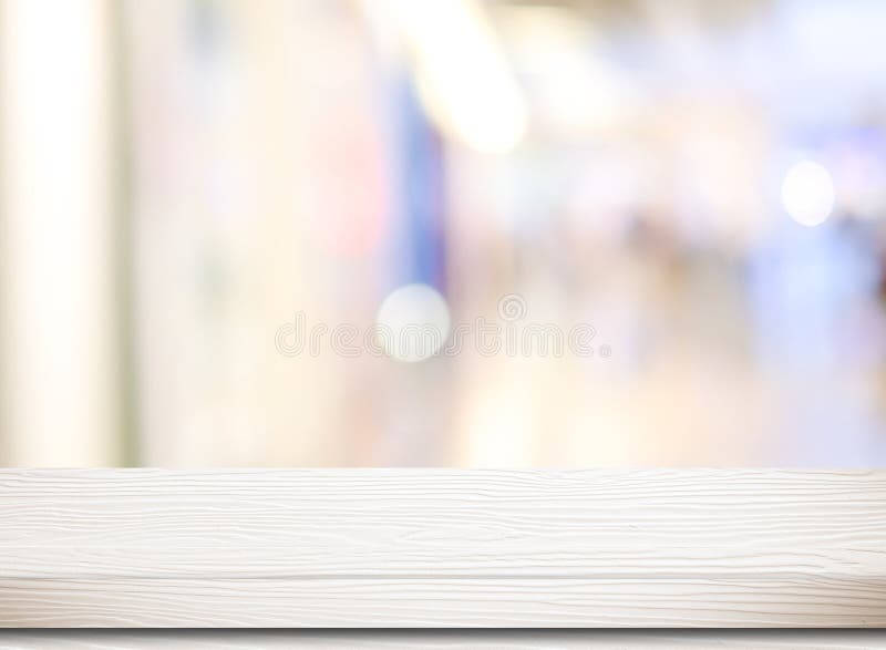 Empty White Table Top, Counter, Desk Background Over Blur Perspective ...