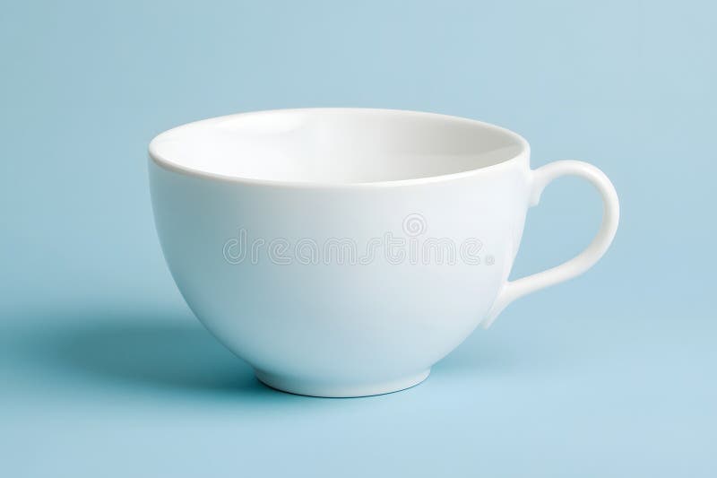 Empty White Teacup on Light Blue Background Product Photography Stock ...