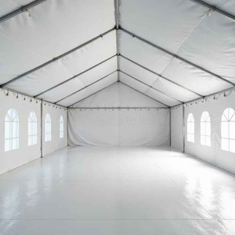 Empty White Tent Interior, Awaiting Event Setup, Party, Lighting Stock ...
