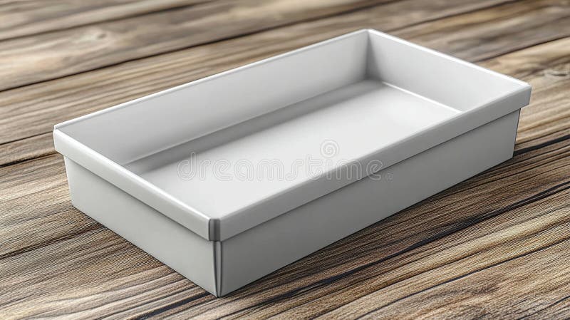 Empty White Tray on Wooden Surface, Packaging Mockup Stock Image ...