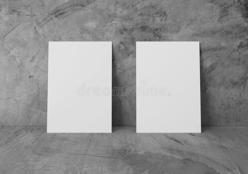 Empty 2 White Vertical Rectangle A4 Paper Sheet Mockup, 3D Rendering ...