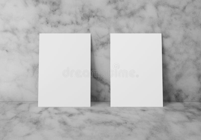 Empty 2 White Vertical Rectangle A4 Paper Sheet Mockup, 3D Rendering ...