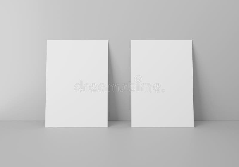 Empty 2 White Vertical Rectangle A4 Paper Sheet Mockup Stock ...