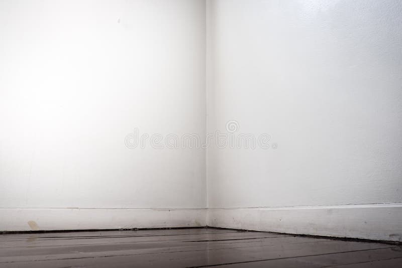 Empty White Wall and Dark Brown Parquet Floor in Perspective Vie Stock ...