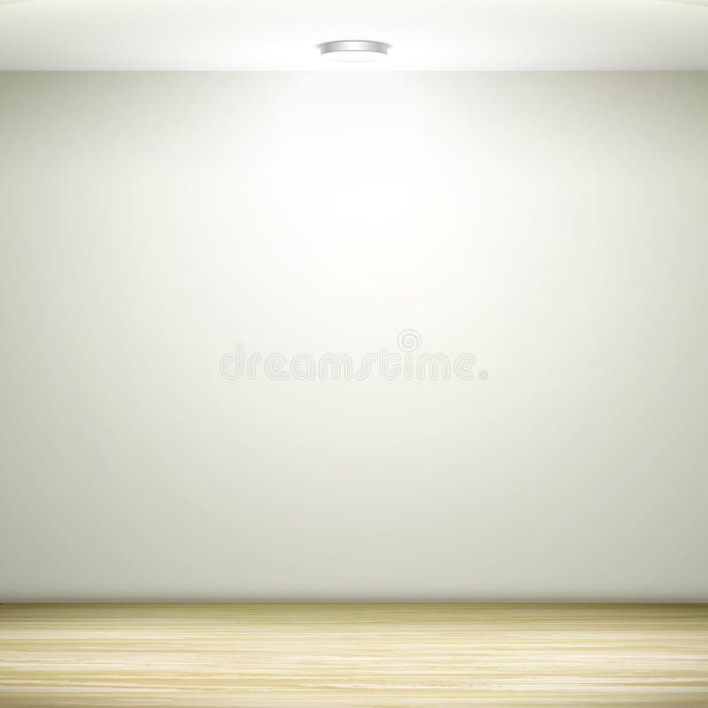 Empty White Wall with Light and Wooden Floor Stock Vector ...