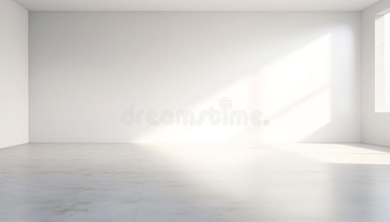 Empty White Walled Room and Smooth Floor, with Interesting Light ...