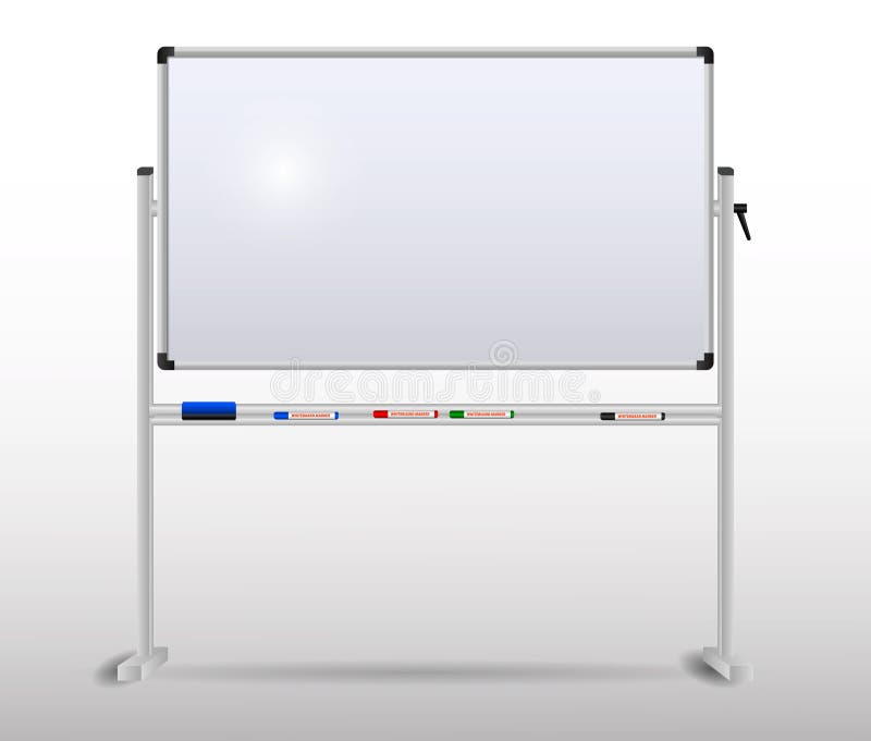 Empty Whiteboard with Eraser and Marker Pen Isolated - 3d Illustration ...