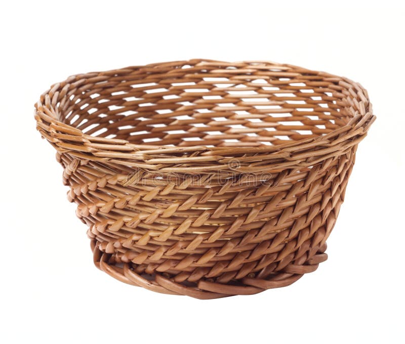 Empty Wicker Basket on White Stock Photo - Image of basket, handmade ...