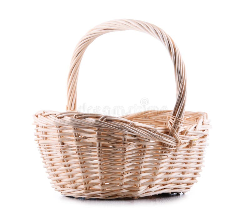Empty Wicker Basket Isolated on White Stock Photo - Image of large ...