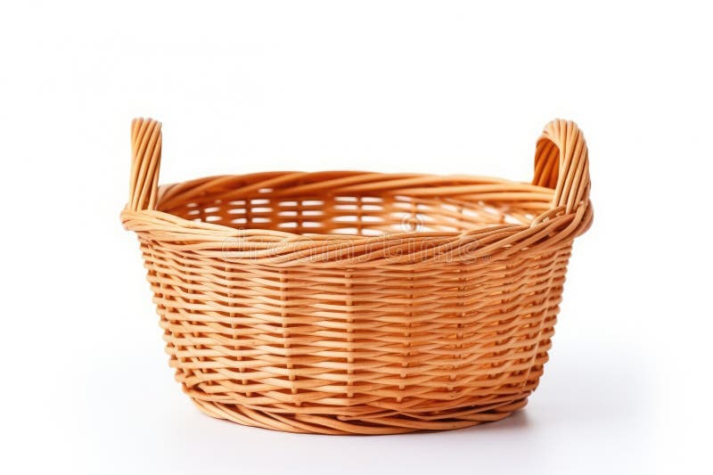 Empty Wicker Basket Isolated on White with Pattern Stock Illustration ...