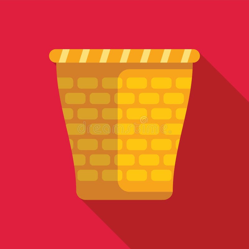 Empty Wicker Basket with Long Shadow on Red Background Stock Illustration - Illustration of icon ...