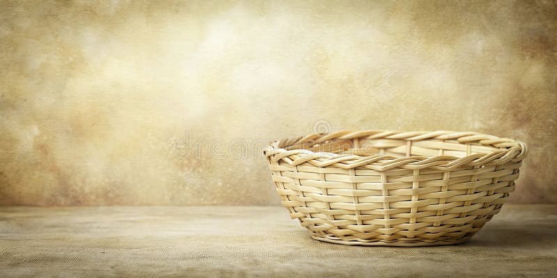Empty Wicker Basket on Rustic Background, Perfect for Spring Harvest or ...