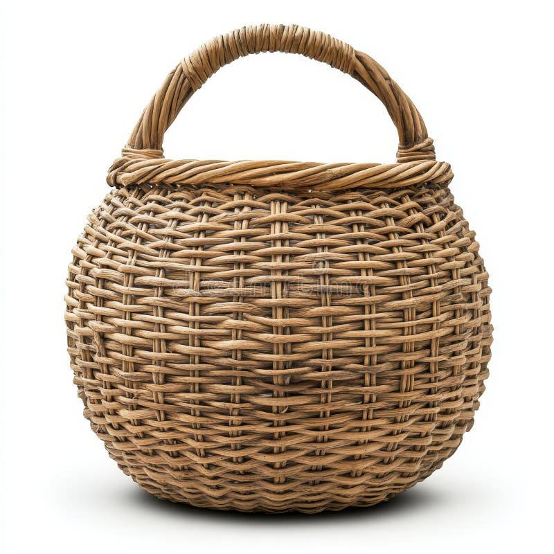 Empty Wicker Basket Sitting on a Transparent Background, Includes a ...