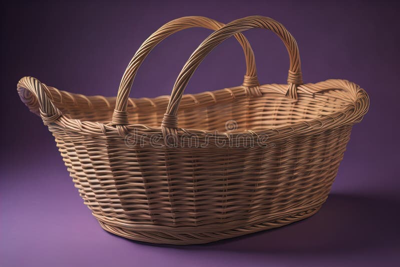 Empty Wicker Basket on a Solid Color Background. Ai Generative Stock ...