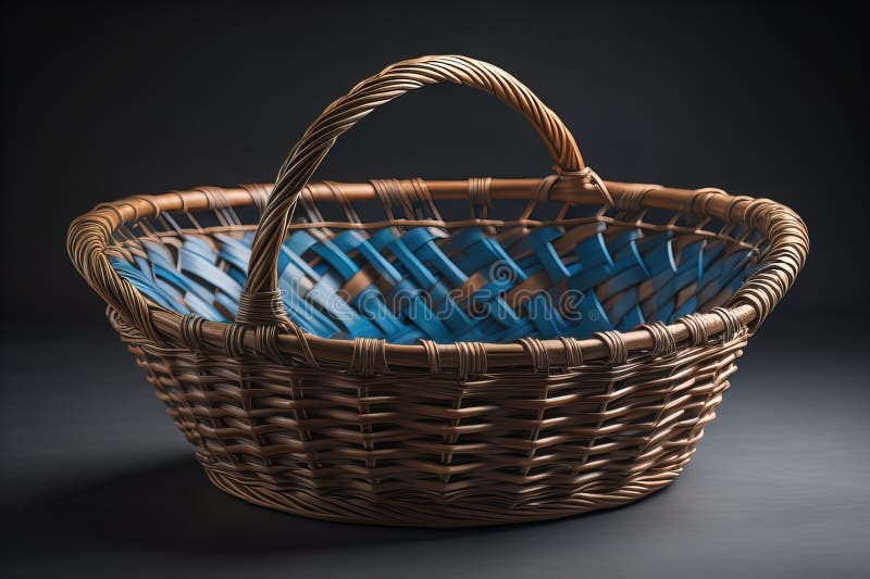 Empty Wicker Basket on a Solid Color Background. Ai Generative Stock ...