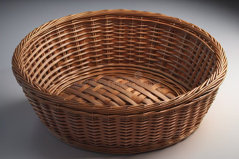 Empty Wicker Basket on a Solid Color Background. Ai Generative Stock ...