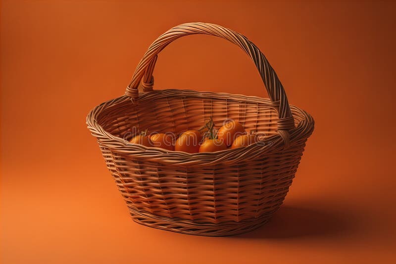 Empty Wicker Basket on a Solid Color Background. Ai Generative Stock ...
