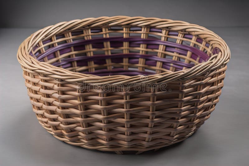 Empty Wicker Basket on a Solid Color Background. Ai Generative Stock ...