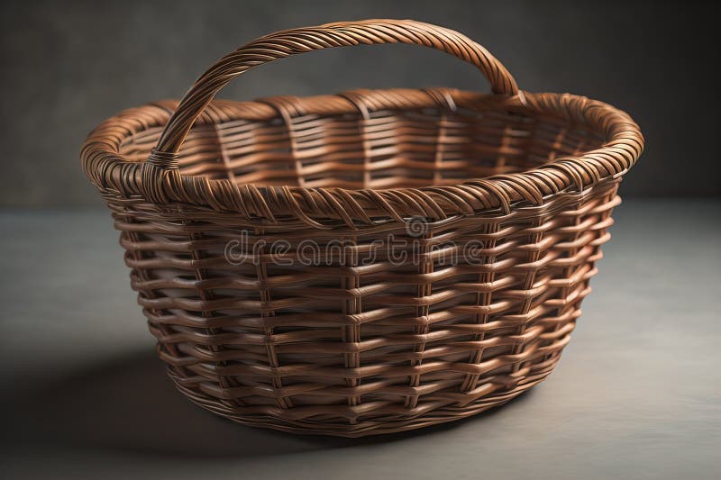 Empty Wicker Basket on a Solid Color Background. Ai Generative Stock ...
