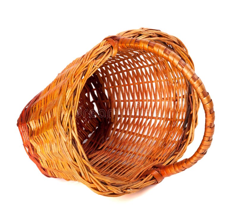 Empty Wicker Basket on White Background. Stock Image - Image of ...