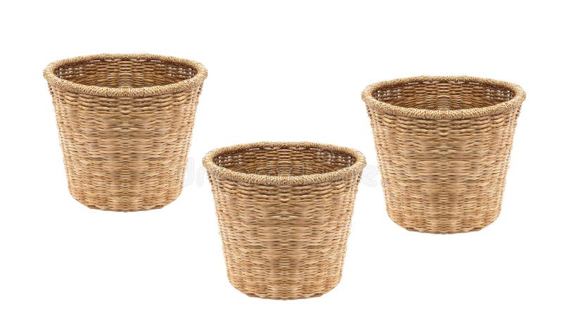Empty Wicker Baskets Isolated Stock Image - Image of natural, handmade ...