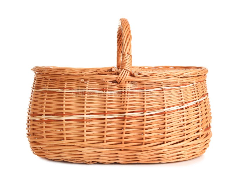 Empty Wicker Picnic Basket on White Stock Photo - Image of container ...