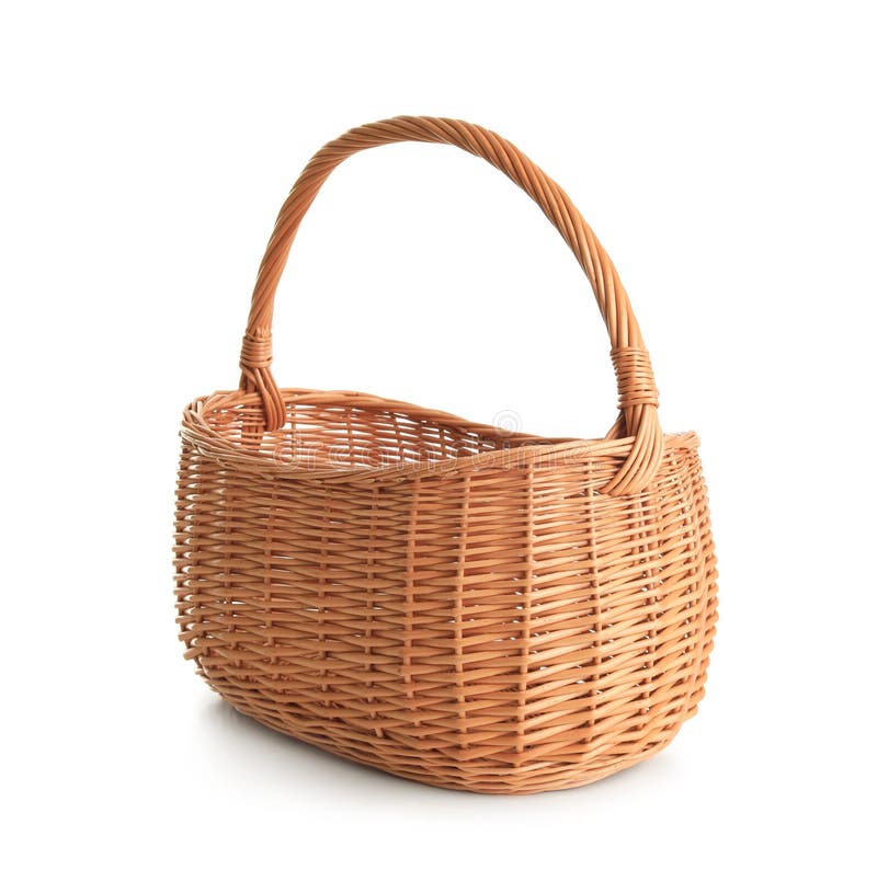 Empty Wicker Picnic Basket Isolated Stock Image - Image of spring ...