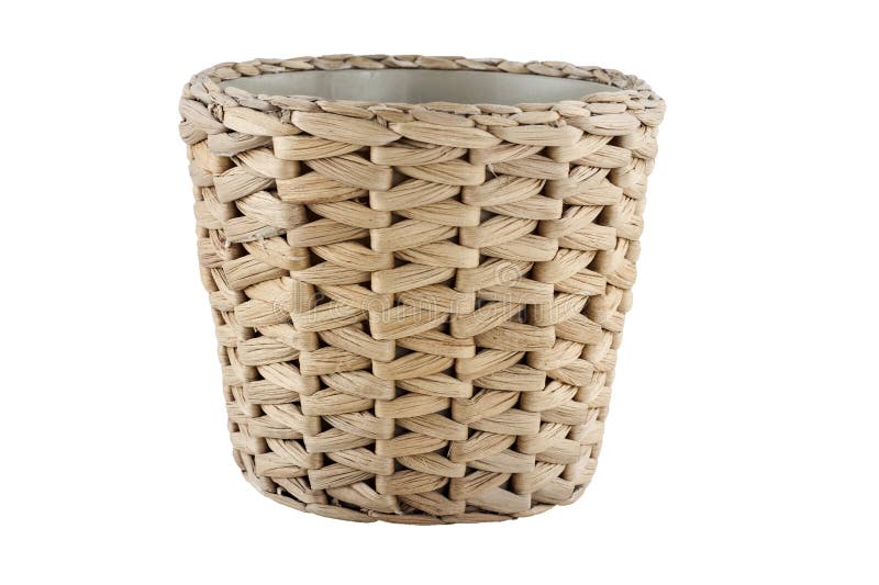Empty Wicker Pot Isolated on White Background Stock Photo - Image of ...