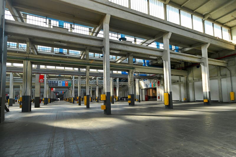 Empty Wide Industrial Plant Deserted Perspective View Stock Image ...