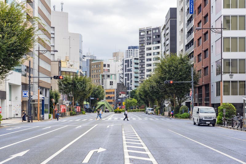 Almost Empty Street During The Day In Tokyo Stock Image - Image of ...