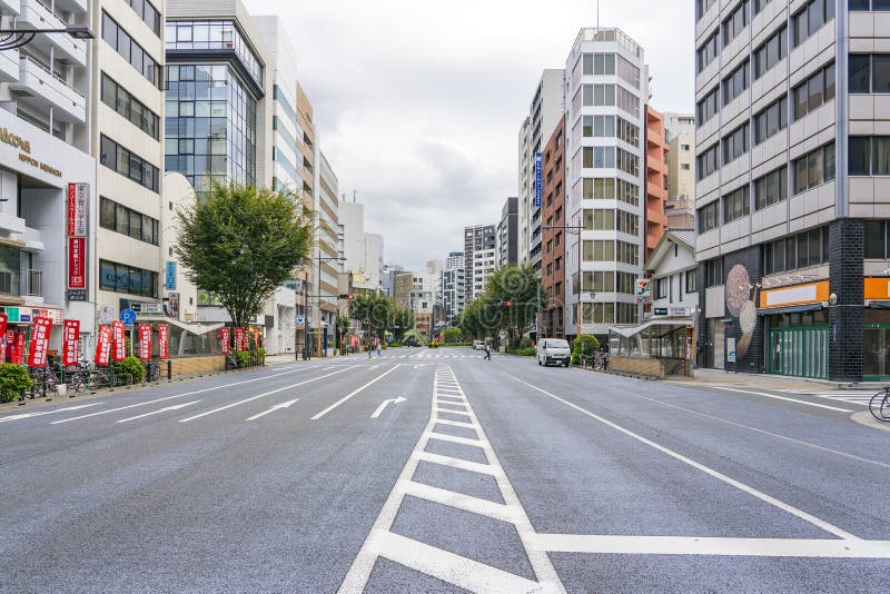Empty Wide Road in Tokyo. People are Crossing Road Stock Image - Image ...