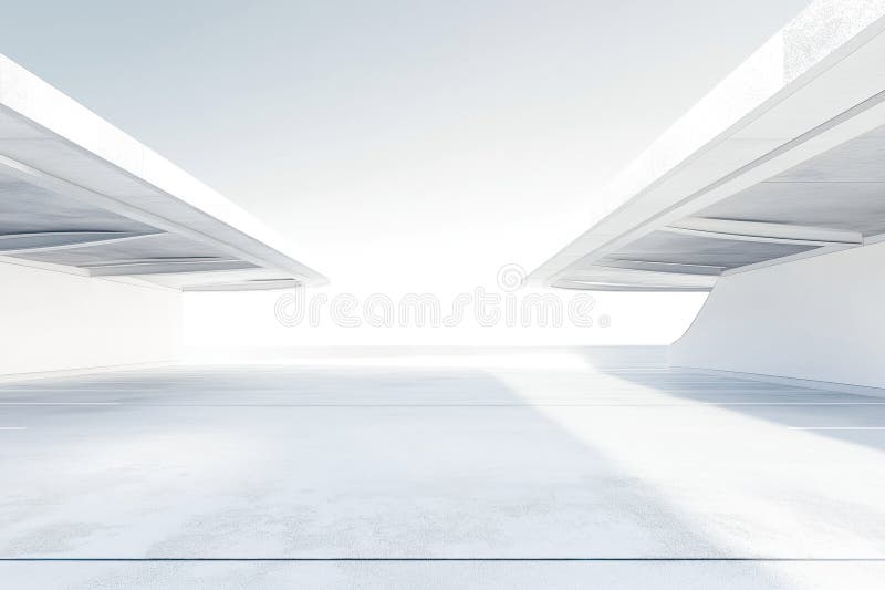 Empty Wide Space Minimalist Building Interior Design. Modern Garage ...