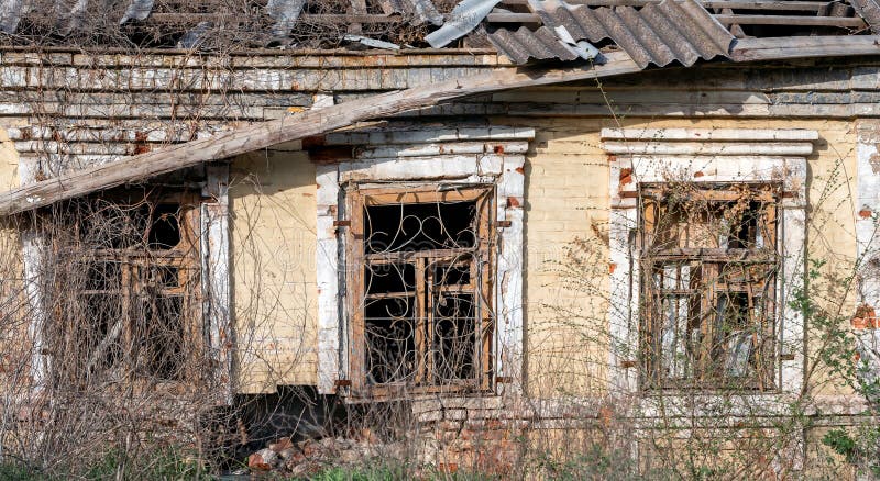 Empty Windows of a Damaged House in Ukraine Editorial Image - Image of ...